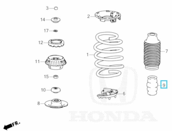 Резиновая деталь , передн. стопор бампера; Артикул Honda: 5172231AH01 (Оригинал)