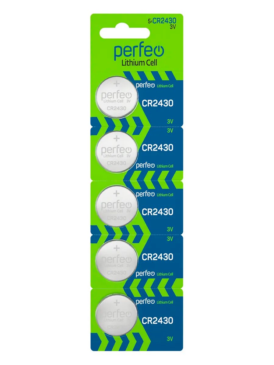 Батарейки таблетки круглые Perfeo CR2430, 3В, литиевая, 5 шт