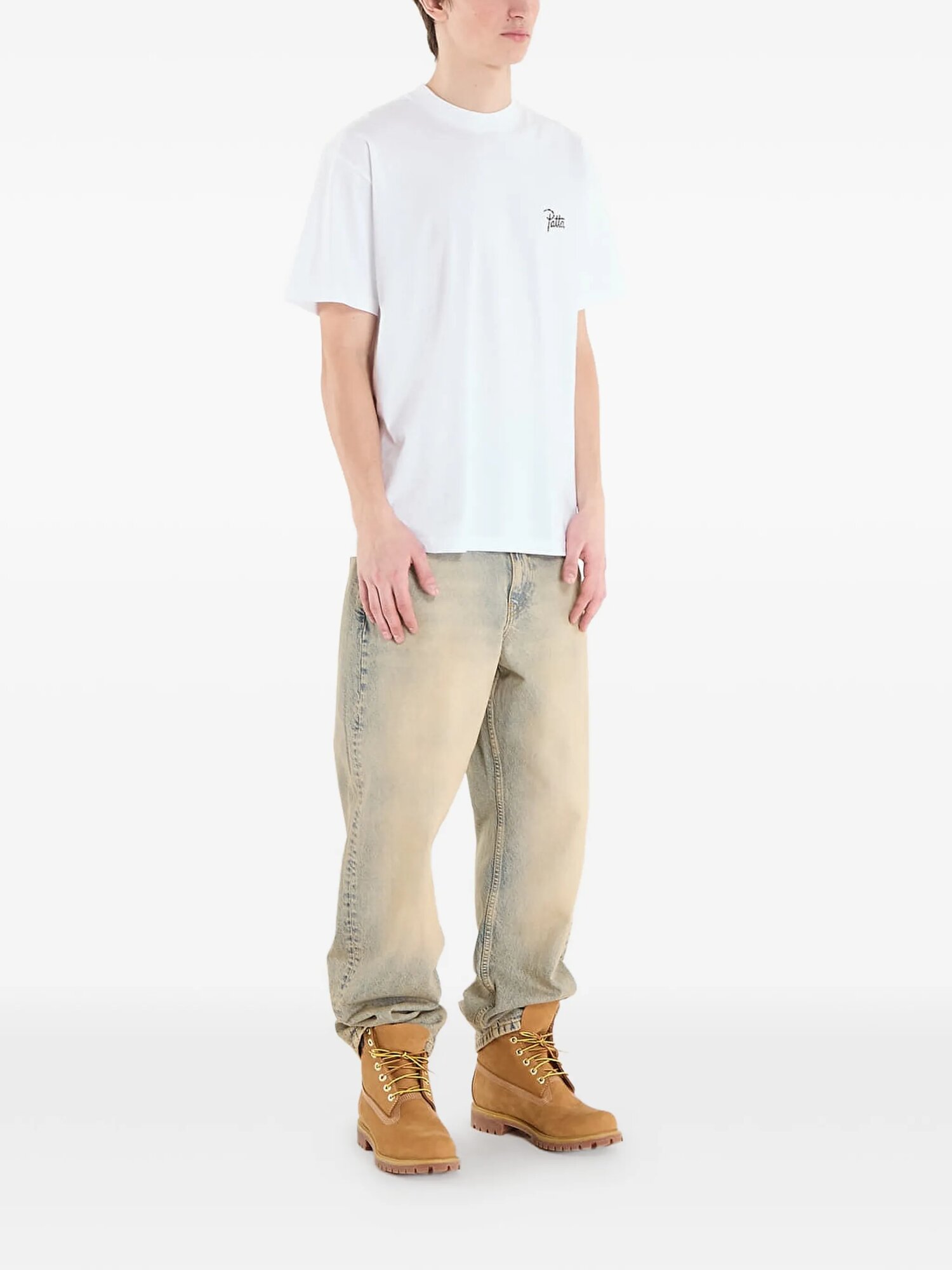 Футболка Patta Croco T-shirt, размер 50, бежевый/белый — фото 1