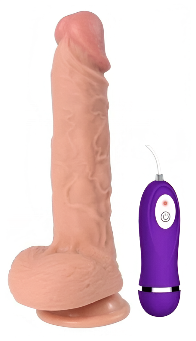 Реалистичный фаллоимитатор REAL Dual Layer с вибрацией пультом управления, dual PVC, 17х4 см. RPDV10022