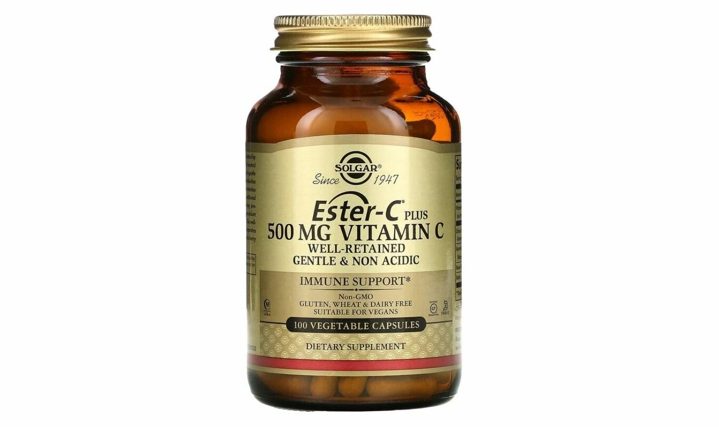 Solgar, Ester-C Plus, Витамин C 500 mg 100 вегетарианских капсул