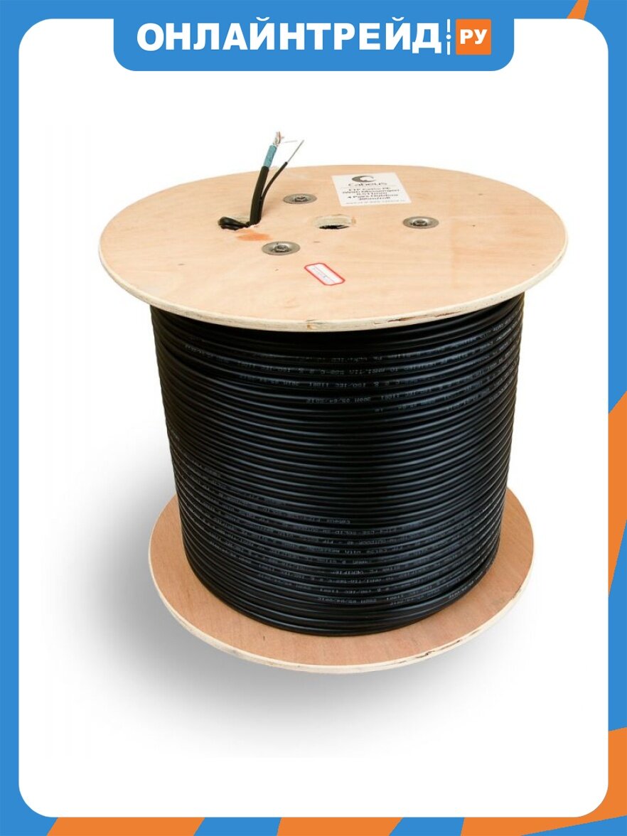 Кабель витая пара экранированная Cabeus FTP-4P-Cat.5e-SOLID-ST-OUT FTP (F/UTP), категория 5e, 4 пары (24 AWG), одножильный