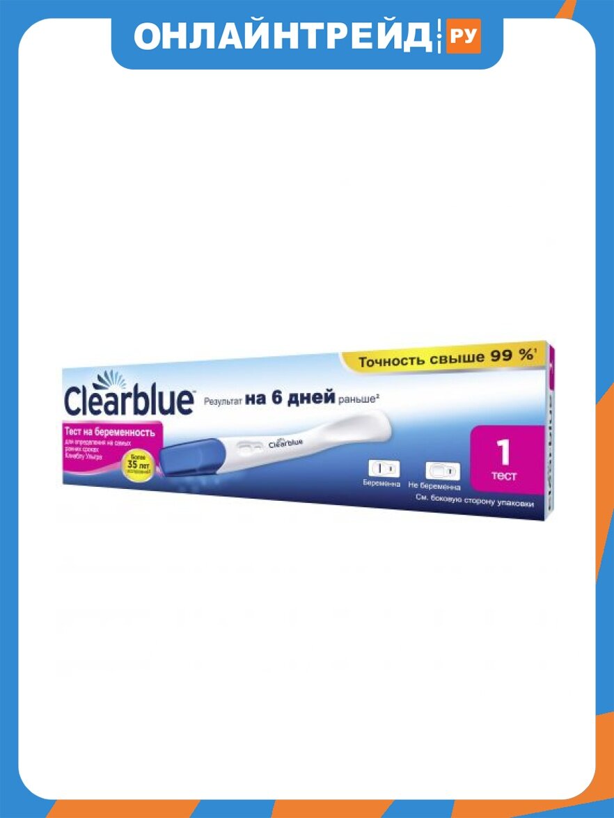 Тест на беременность Clearblue Ultra, результат за 6 дней до задержки менструации, 1 тест