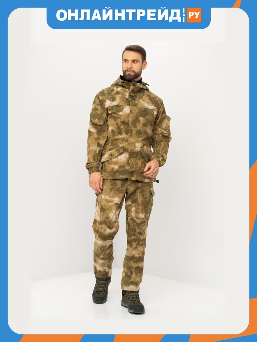 Костюм демисезонный Huntsman Горка-3 Малахит Смесовая Рип-Стоп, разм. 56-58/182