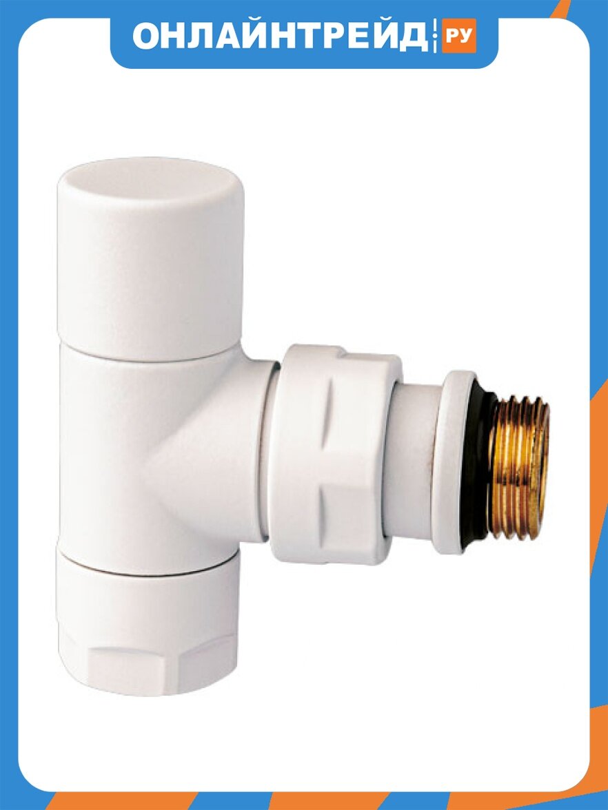 Вентиль Far запорный угловой 1/2", гайка М24х19, бел. матов.