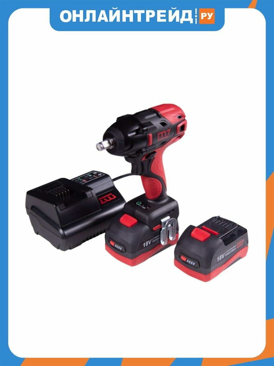 Гайковерт аккумуляторный Mighty Seven ударный 1/2", 813 Нм, 18 В, 4 предмета, кейс