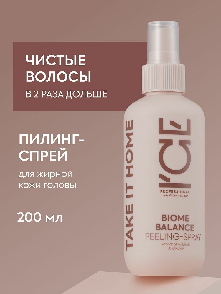 ICE by Natura Siberica Спрей пилинг для глубокого очищения кожи головы от перхоти и жирности волос, профессиональный кислотный 200 мл