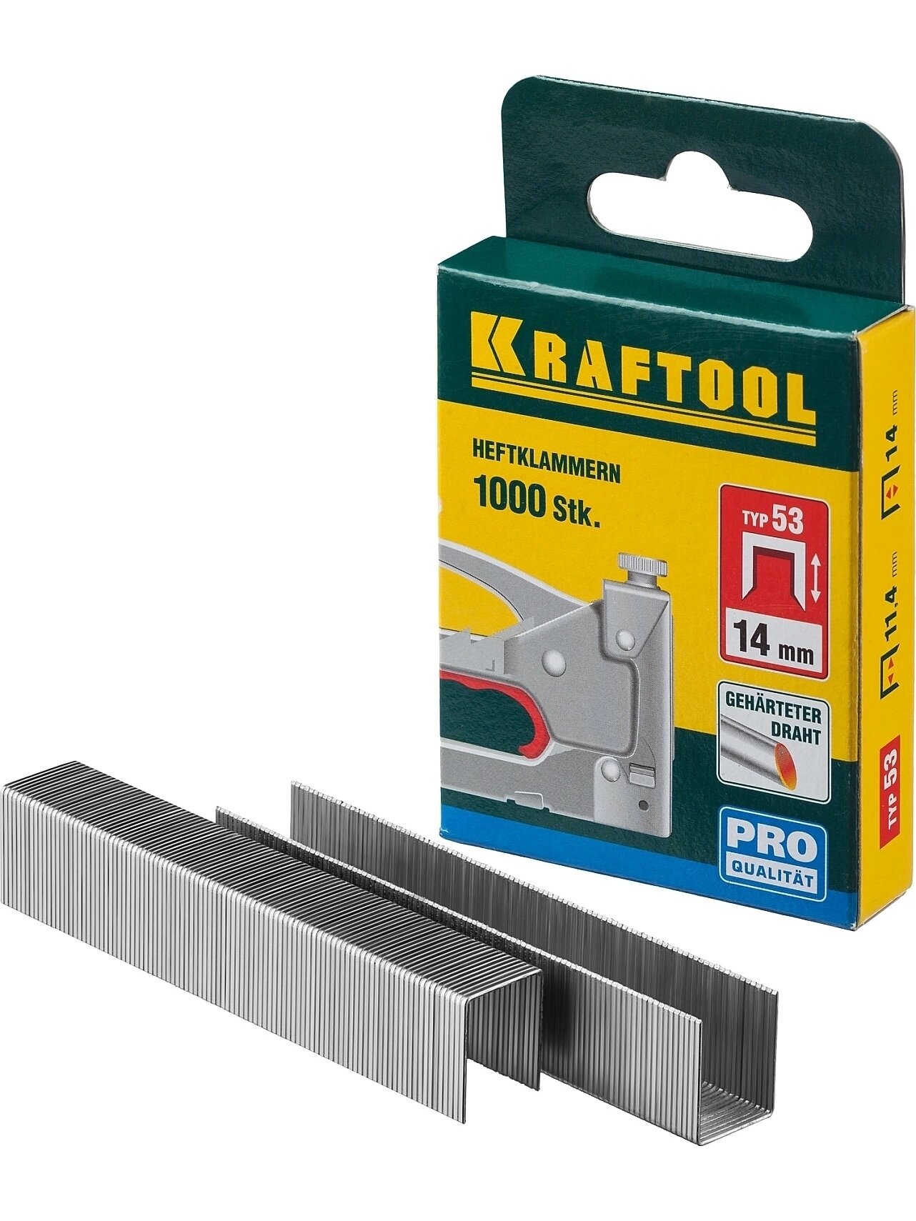 Скобы для степлера KRAFTOOL тип 53 (A/10/JT21) 14 мм, 1000 шт, калибр 23GA