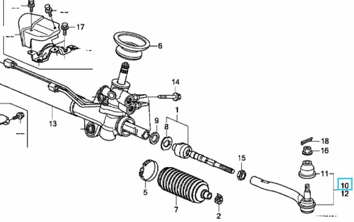 Наконечник рулевой тяги (правый); Артикул Honda: 53540STXA02 (Оригинал)