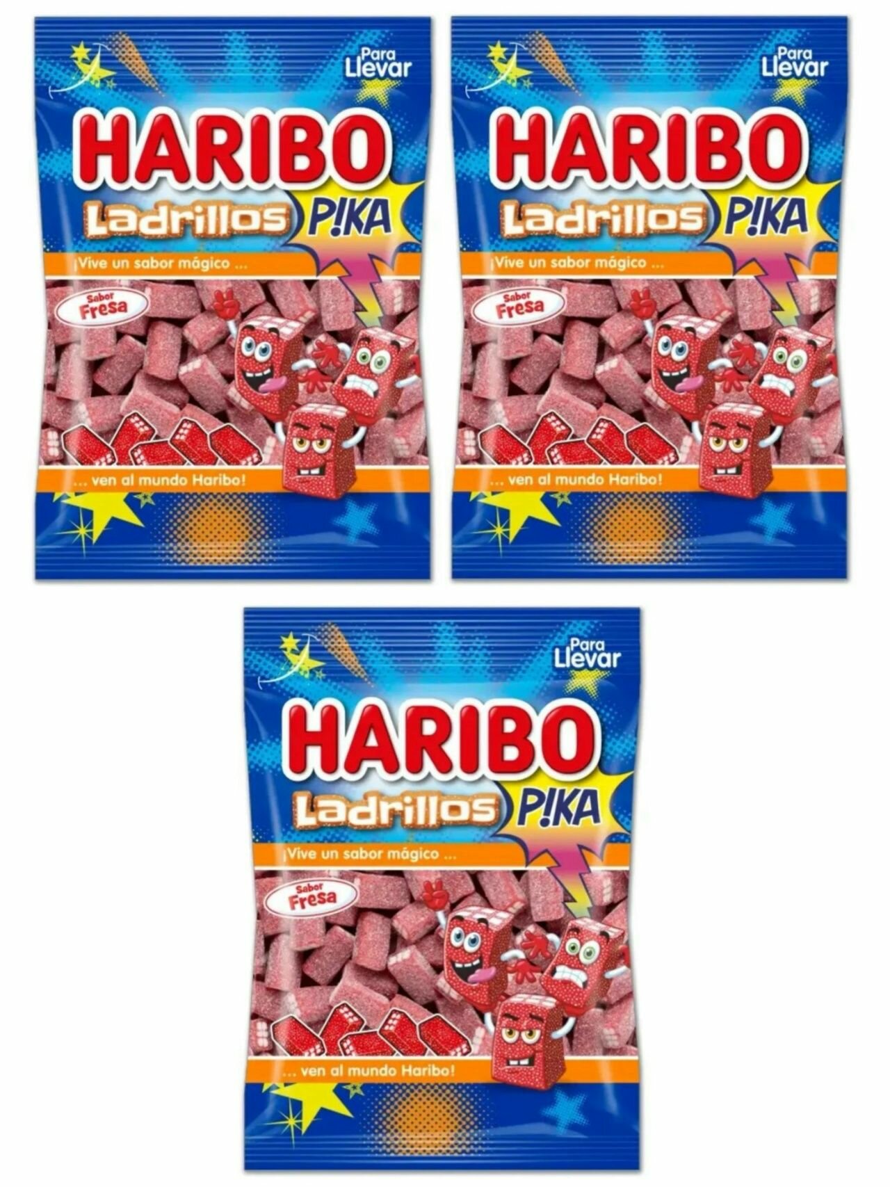 Мармелад Haribo Ladrillos Pika клубничный, 3шт по 100г
