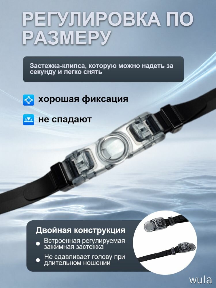Очки для плавания wula 4 в 1: 100% герметичность, Anti-Fog, 高清镜片, черные — фото 1