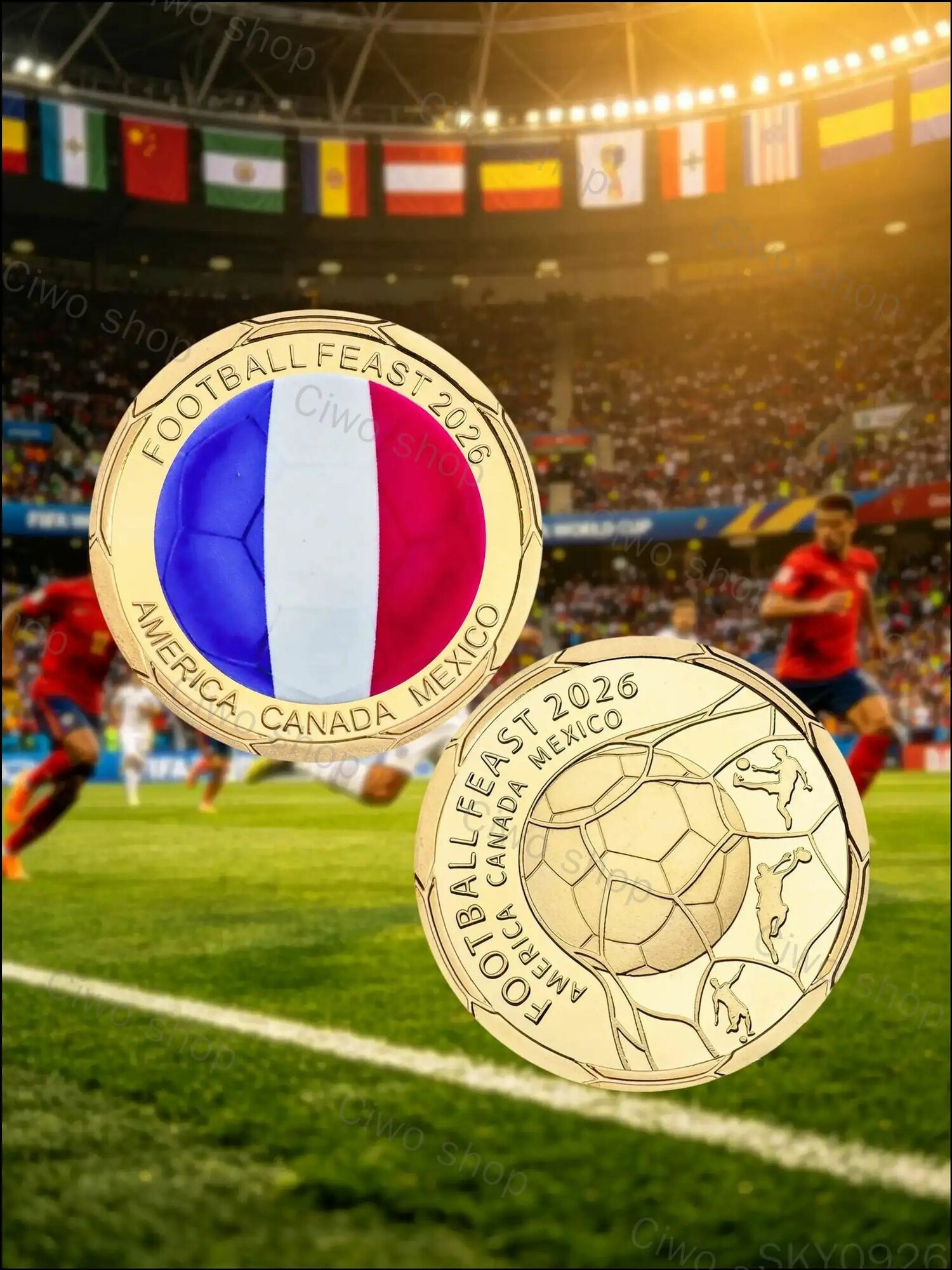 2026 Памятные монеты чемпионата мира по футболу, металлические значки для футбольных фанатов, коллекционный сувенир-Франция