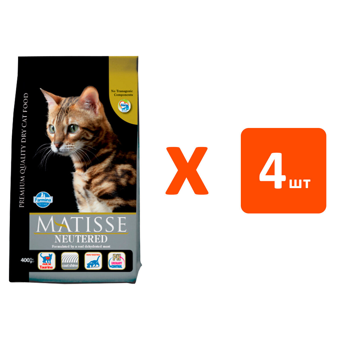 Корм сухой Matisse Neutered для взрослых кастрированных котов и стерилизованных кошек, курица, 0,4 кг 4 шт