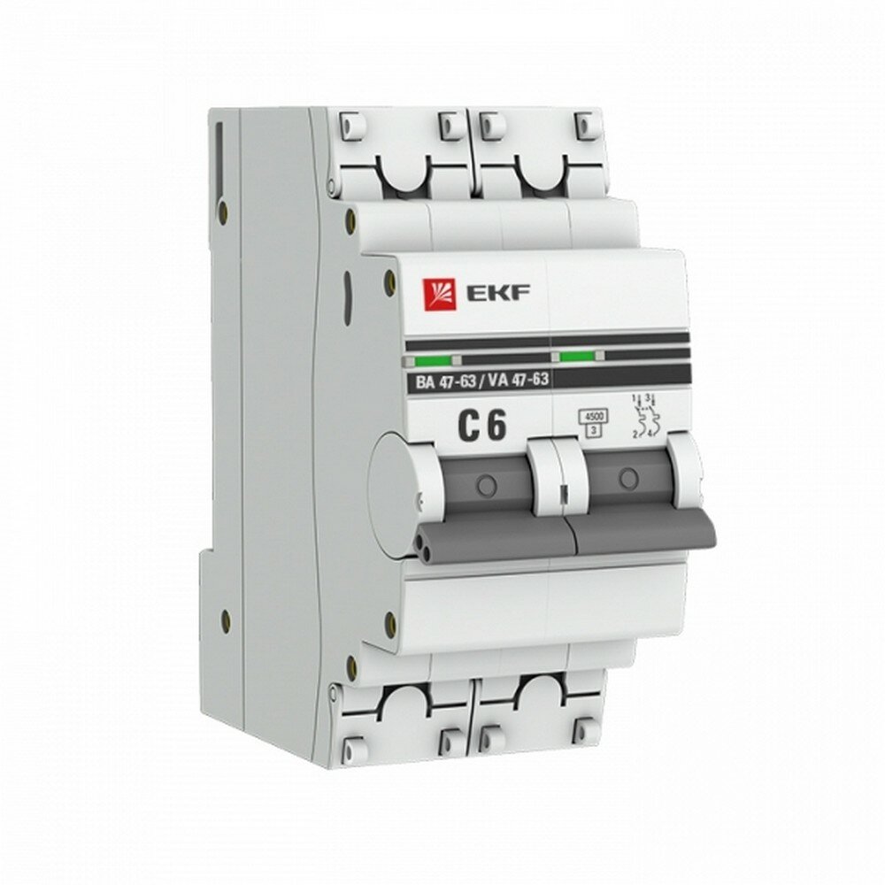 Автоматический выключатель ВА 47-63, С 6А, 230/400V, 2P, EKF