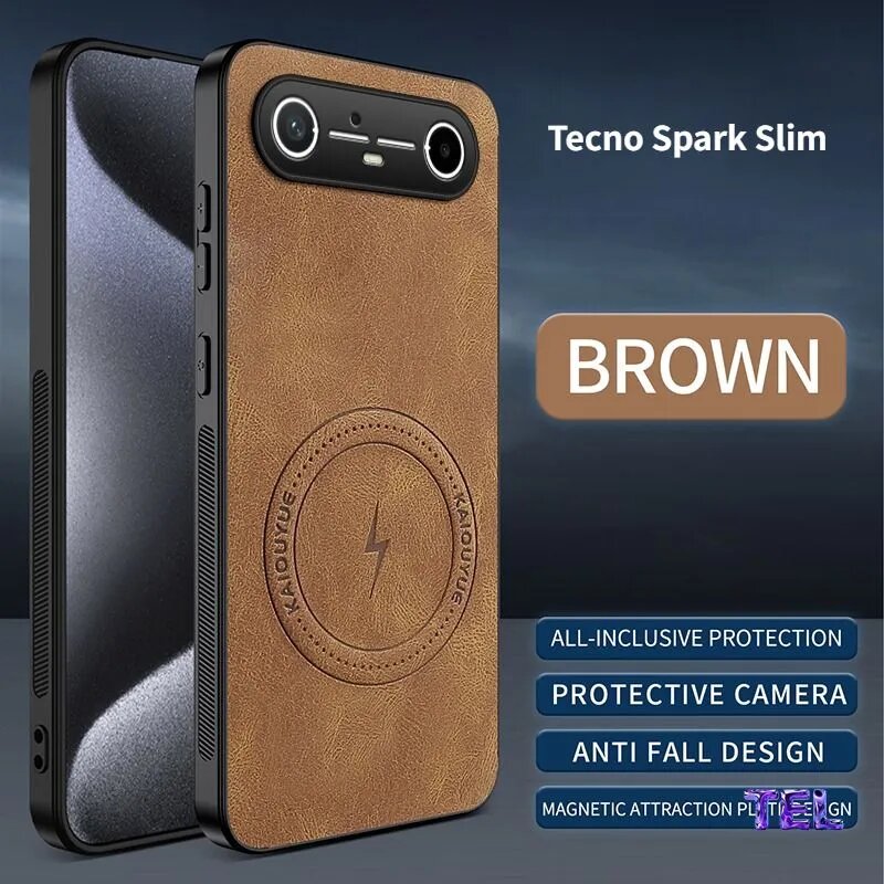 Роскошная кожа MagSafe Чехол для Tecno Spark Slim