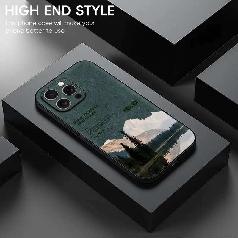 Подходит для Apple iPhone 13 pro Max ( айфон 13 про макс), Творческий пейзаж, прикосновения к комфортабельным и роскошным корпусам из искусственной кожи