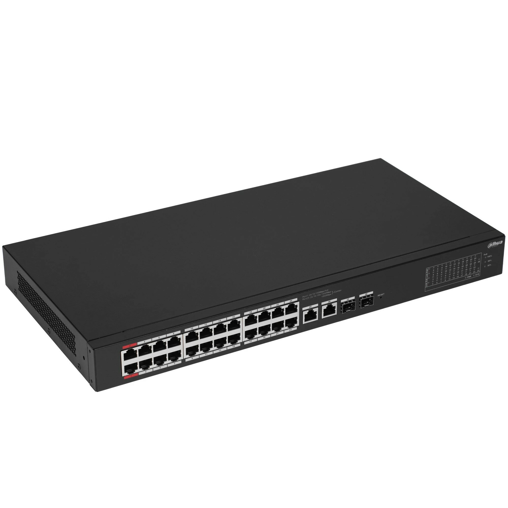 Коммутатор PoE DH-CS4226-24ET-240 Dahua Веб-интерфейс 28 портов 1000 Мбит/сек
