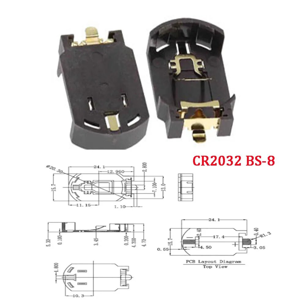 Держатель батарейки CR2032 BS-8, 5 пинов