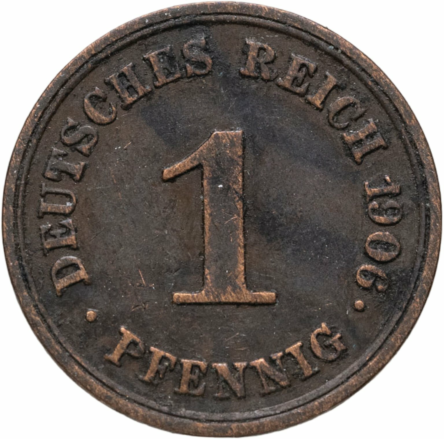 Германия 1 пфенниг pfennig 1906 "E", Медь, в сохранности VF