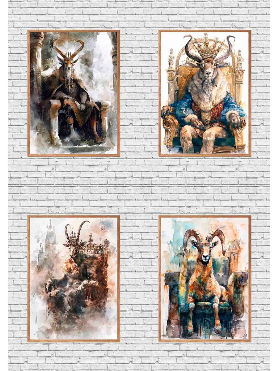 Горный козел - животное, король Англии, 4 Плаката А3, 30х42