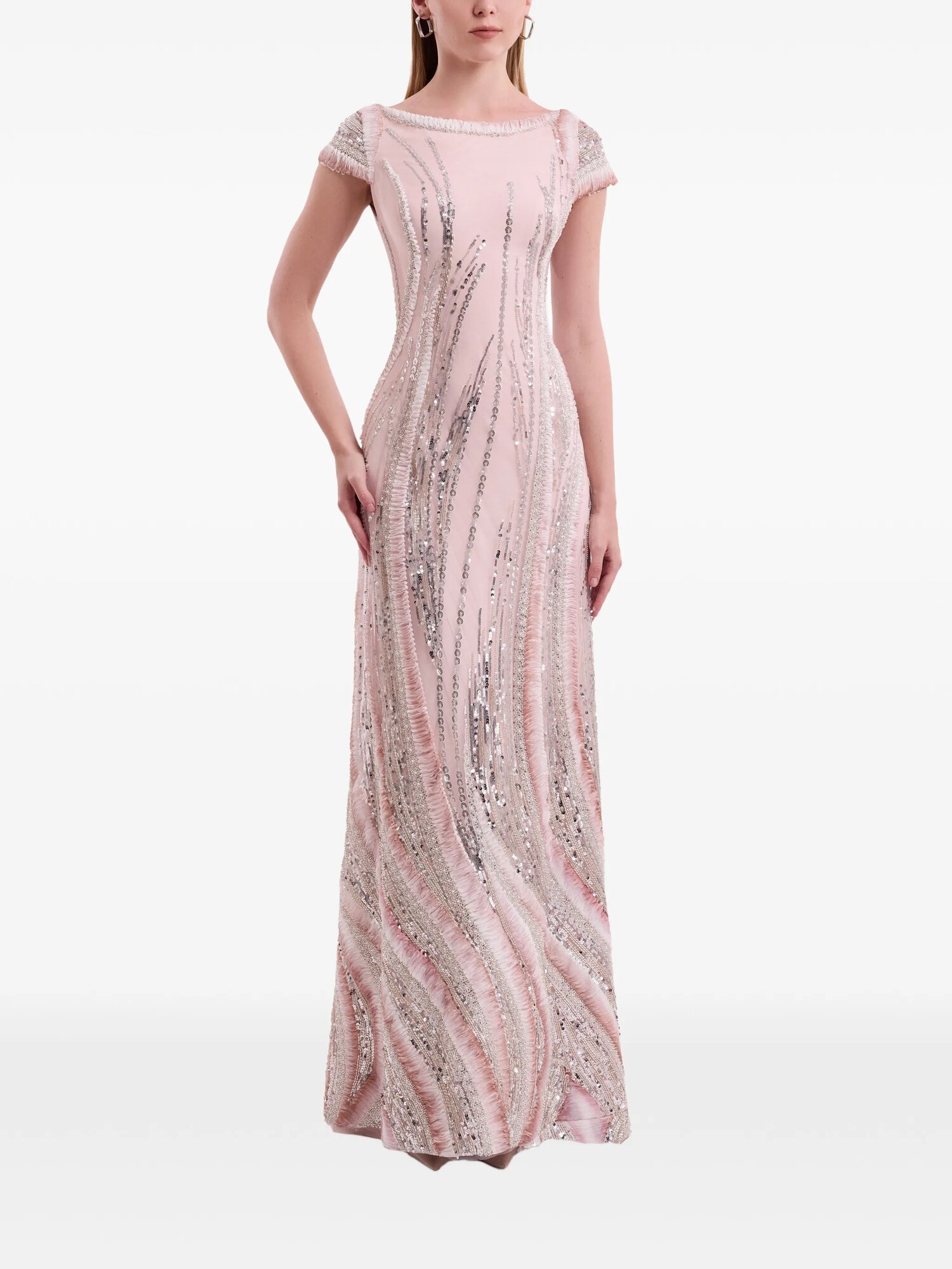 Платье Gemy Maalouf Beaded sequin-embellished dress, размер 4, коралловый/розовый — фото 1