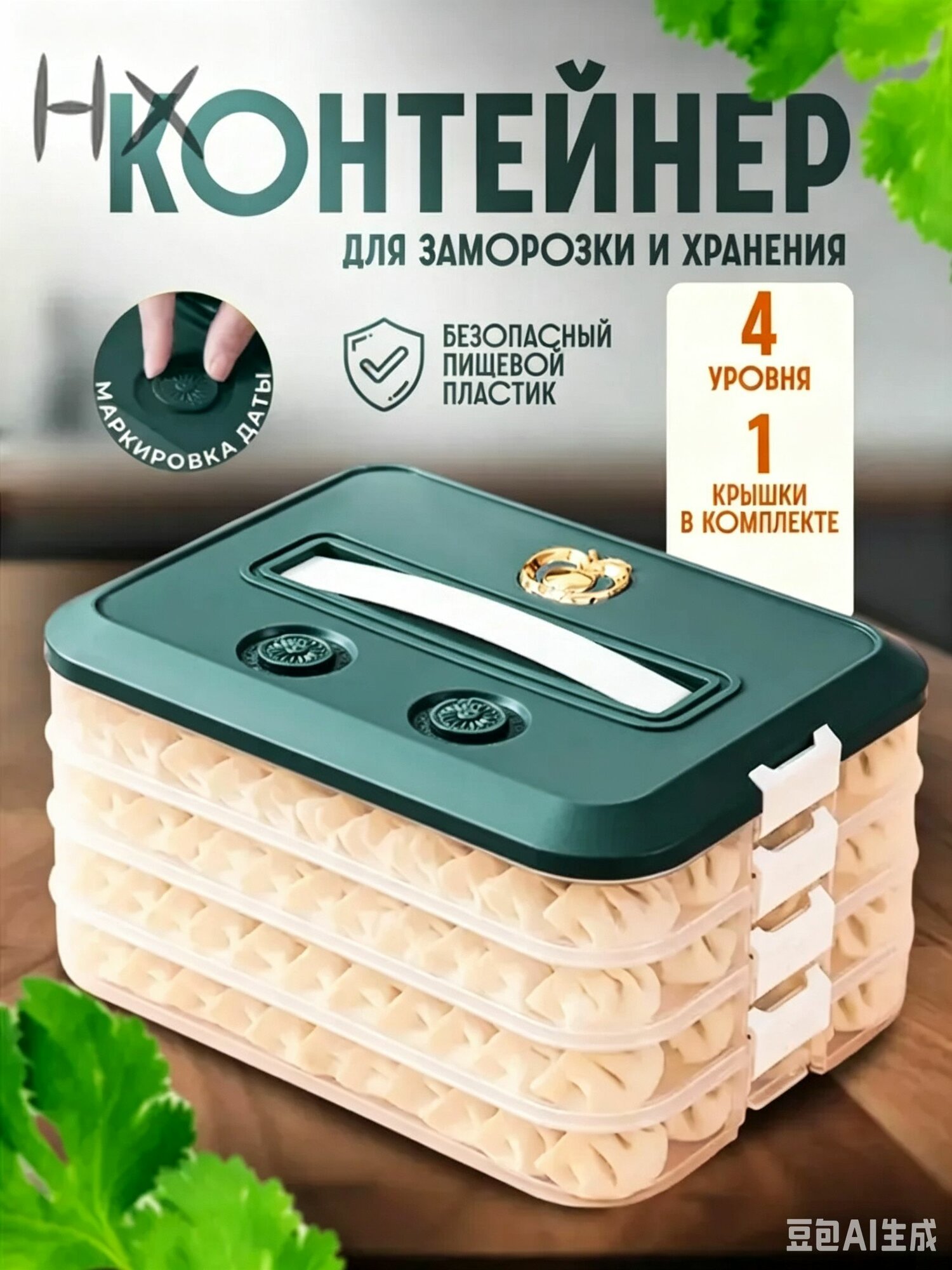 Контейнер пищевой 4 шт пластик