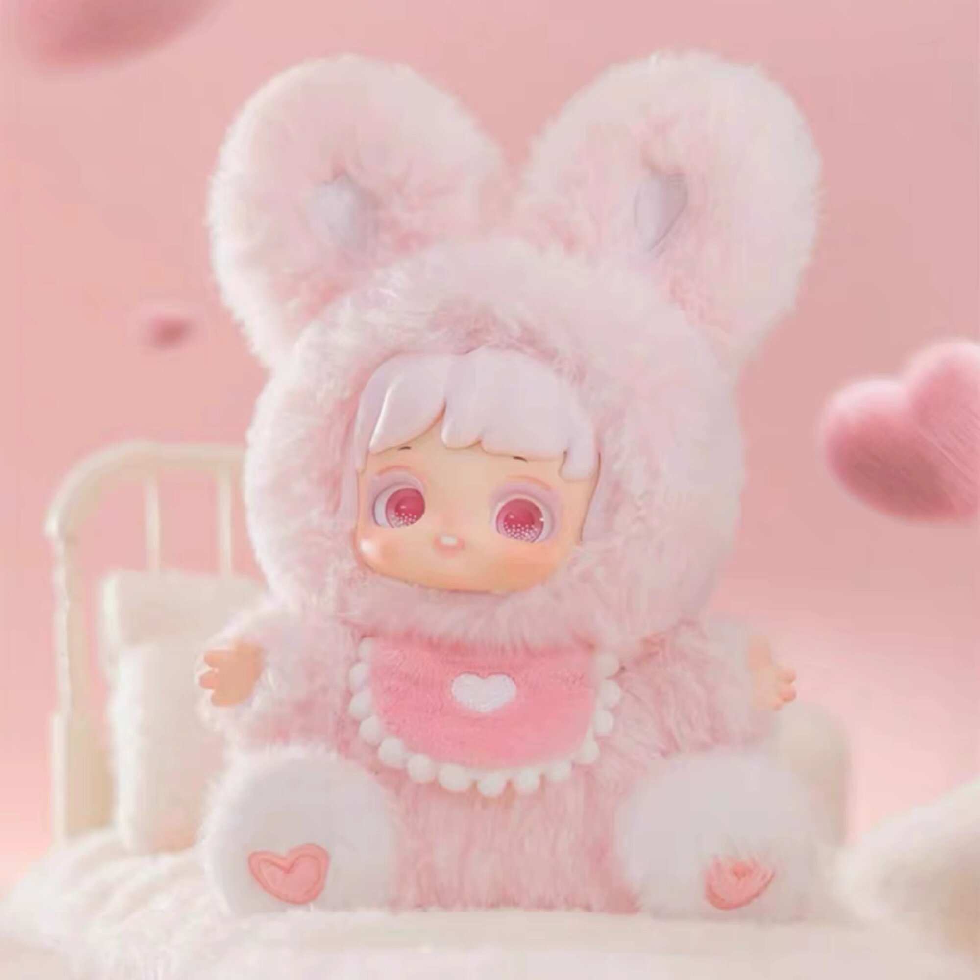 Miana Night Rabbit Friends Серия Персиковый шепот Случайный слепой набор, Плюшевая резиновая кукла, Мягкая игрушка для