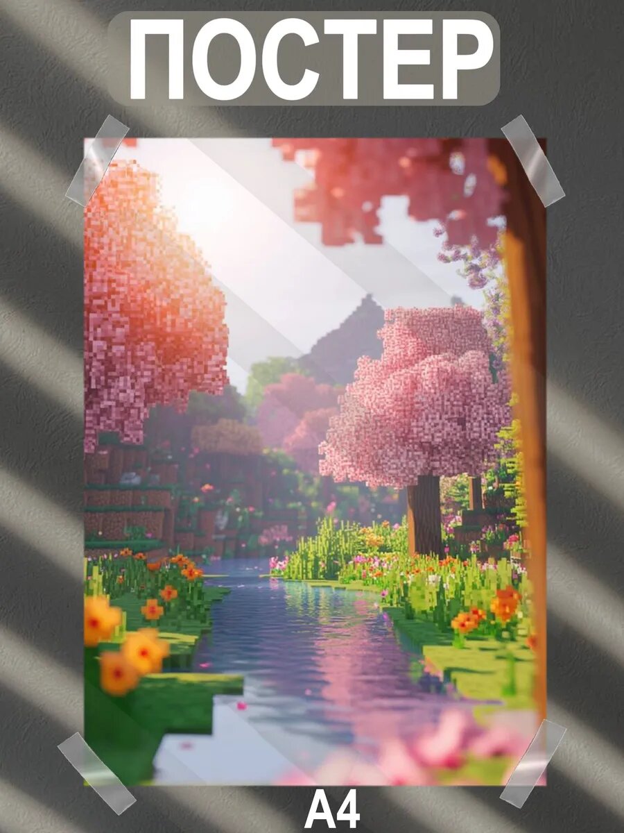 Постер интерьерный на стену а4 minecraft