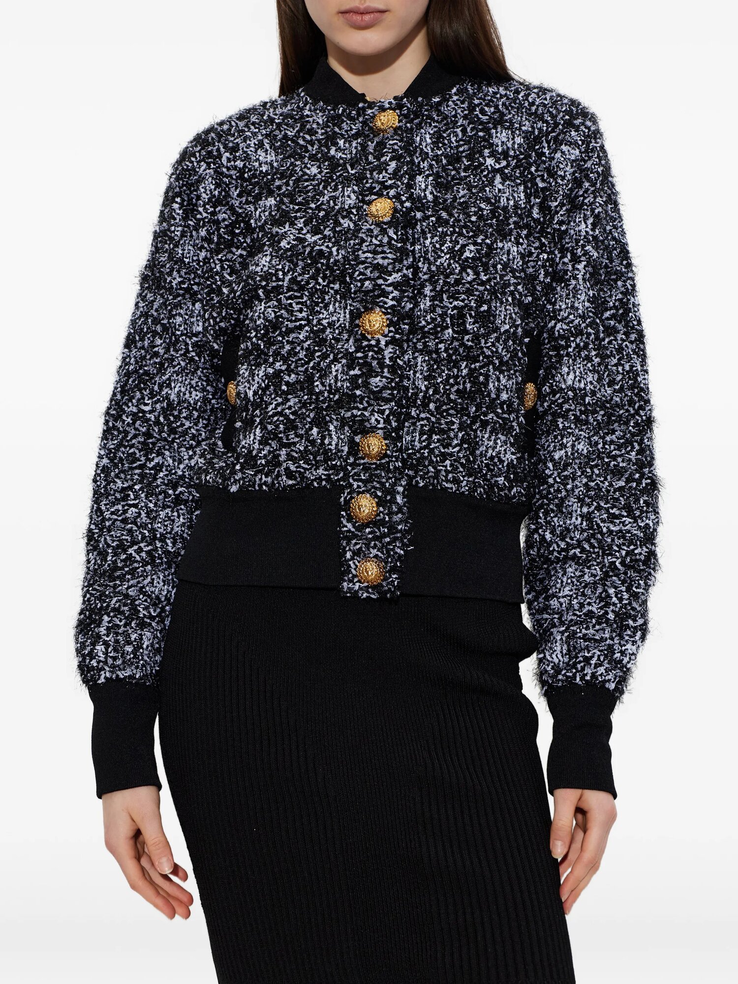 Куртка BALMAIN Button tweed jacket, размер 34, черный — фото 1