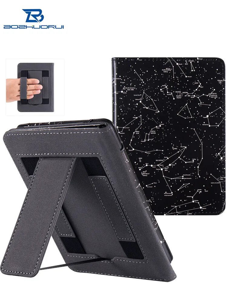 BOZHUORUI Чехол-подставка для Pocketbook InkPad Color 2/InkPad Color 3 e-Reader, легкий чехол из искусственной кожи с двумя ремешками для рук и автоматическим сном/пробуждением