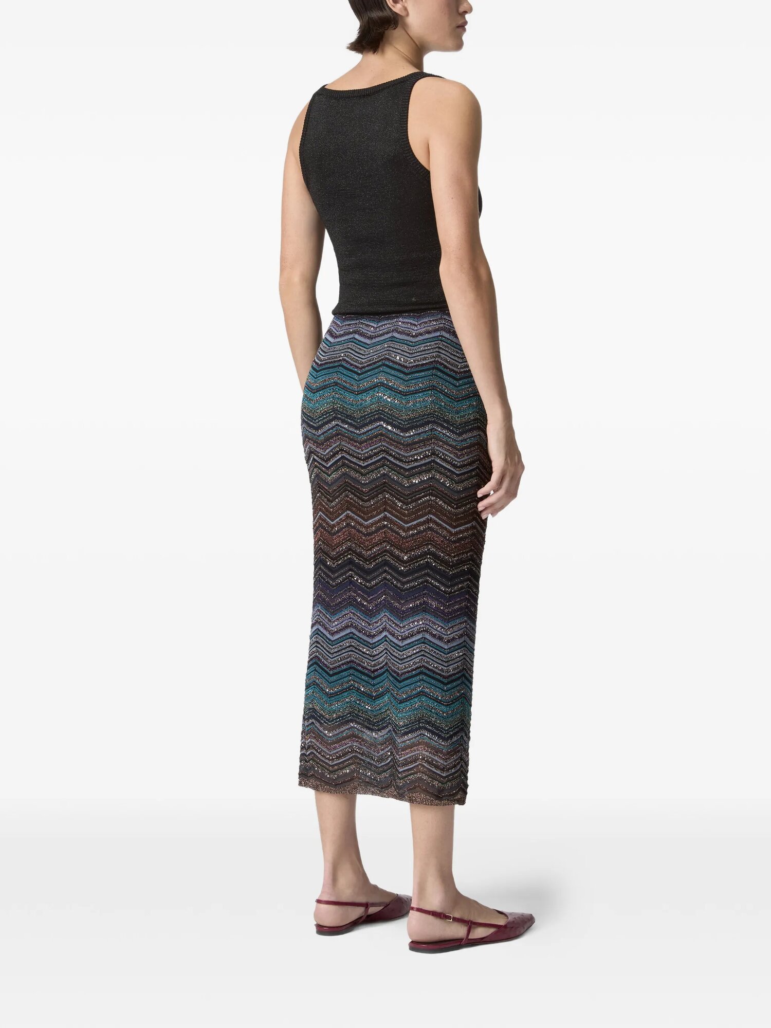 Юбка Missoni Chevron-pattern maxi skirt, размер 40, коричневый — фото 1