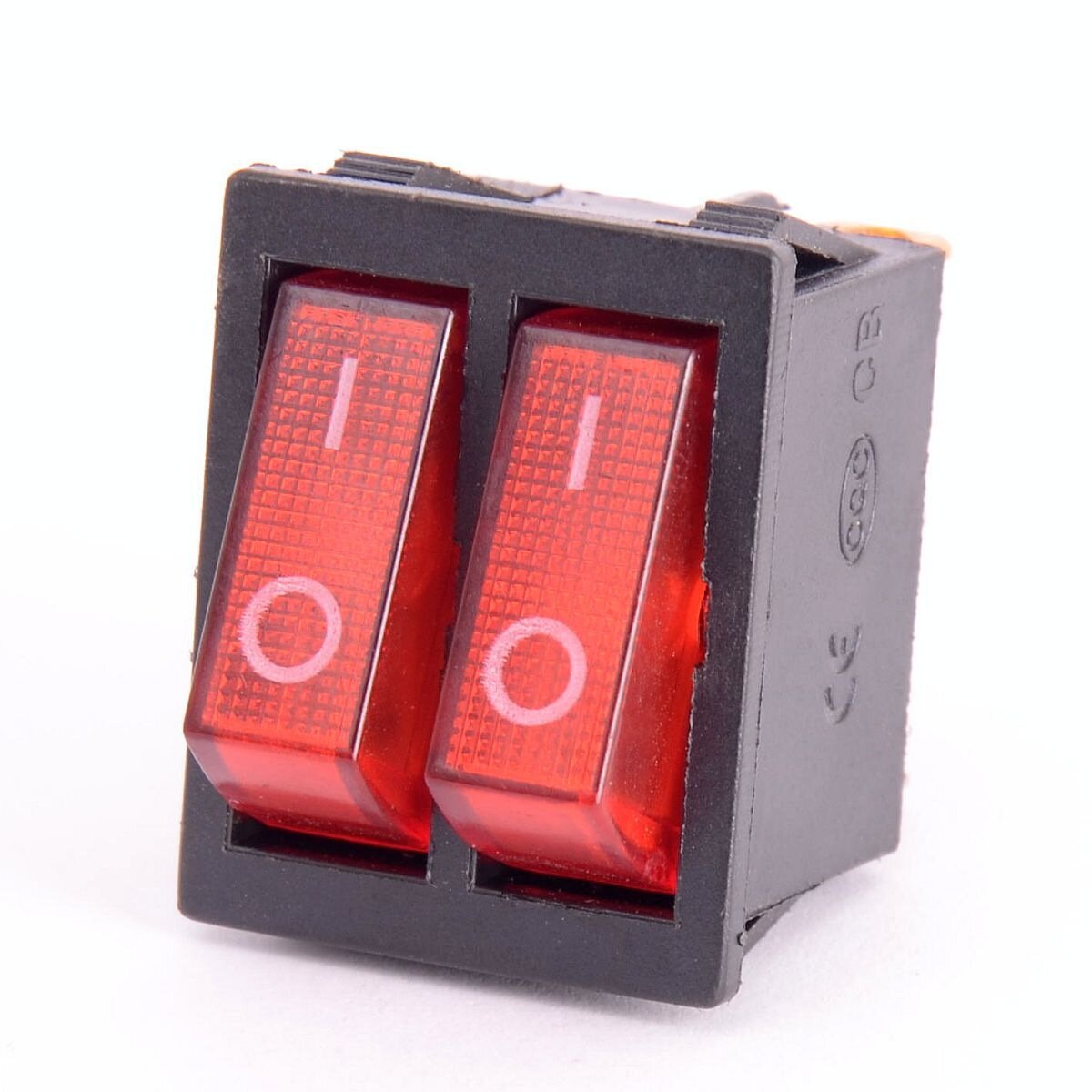 Кнопка красная KCD3-2 16A/250VAC 6 контактов / 2 клавиши (019732)