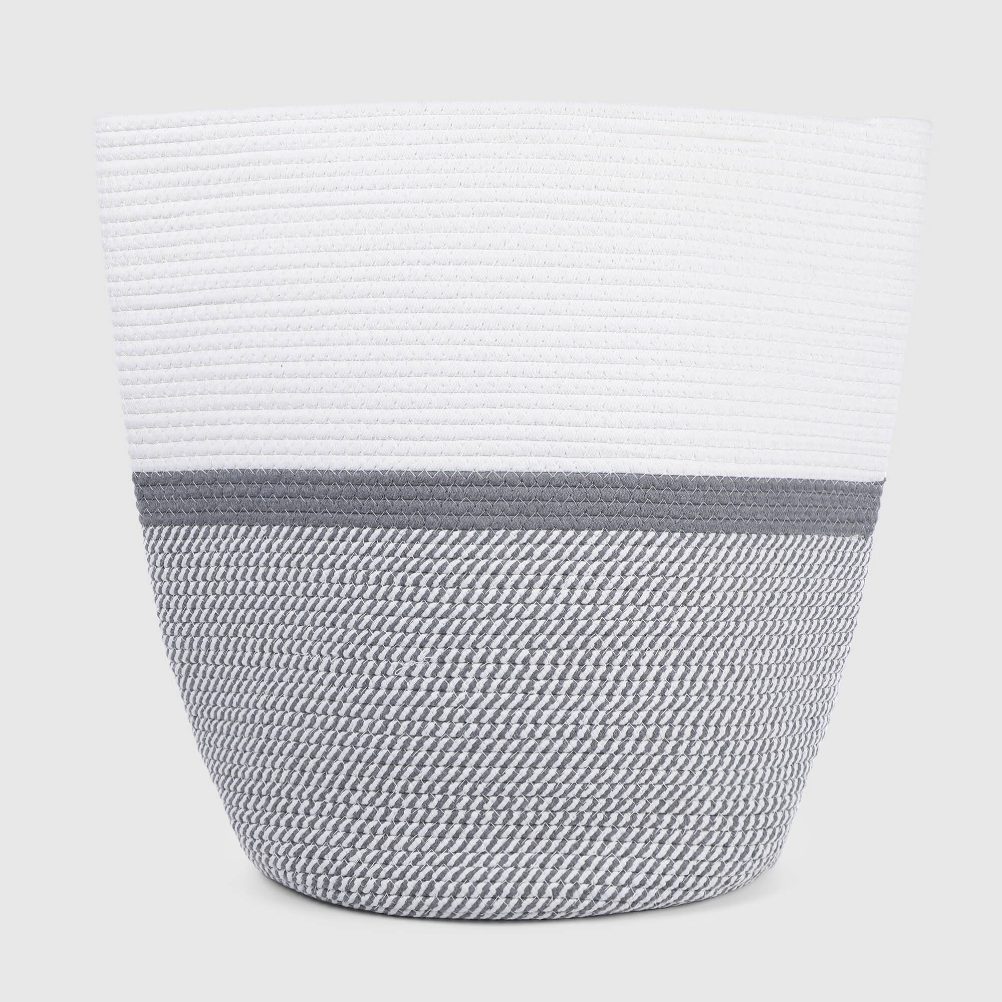 Корзина для белья Yikai белая с серым 40х40х50 см