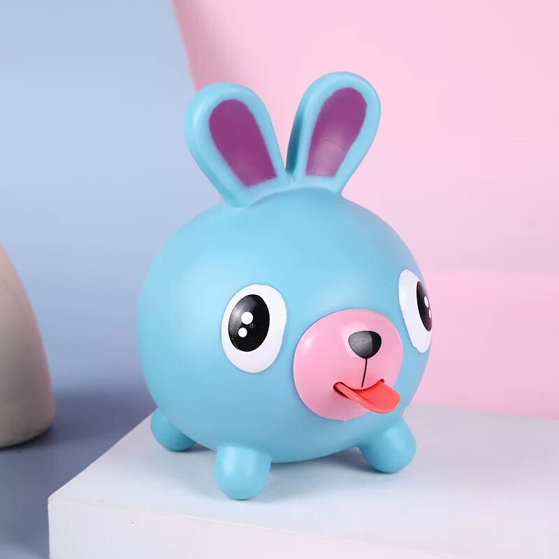 Звуковая игрушка с высовывающимся языком: Кролик с длинными ушами для снятия стресса, детская и взрослая игра, удобная