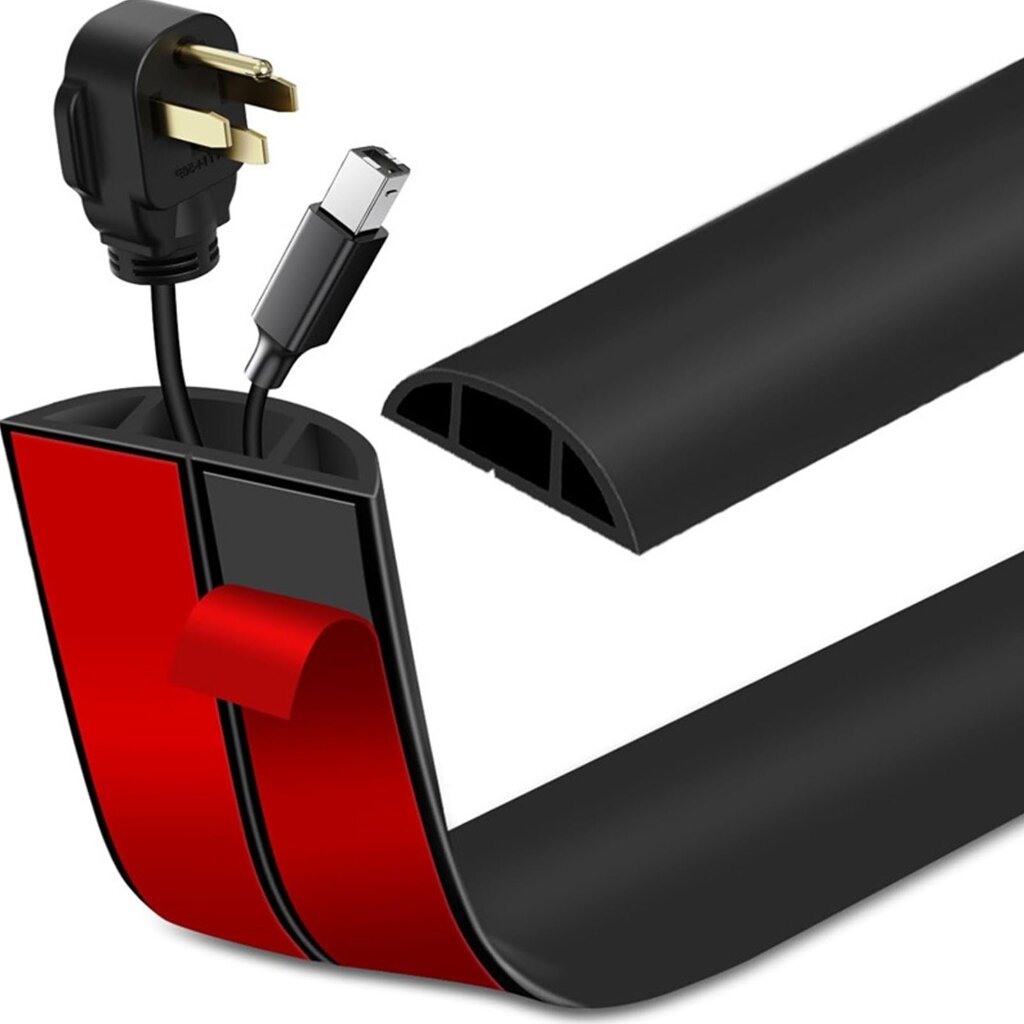 Гибкий кабель из ПВХ длиной 1 м, для поверхностного монтажа в автономном режиме, самоклеящийся защитный рукав сетевого кабеля с открытым проводом-черный