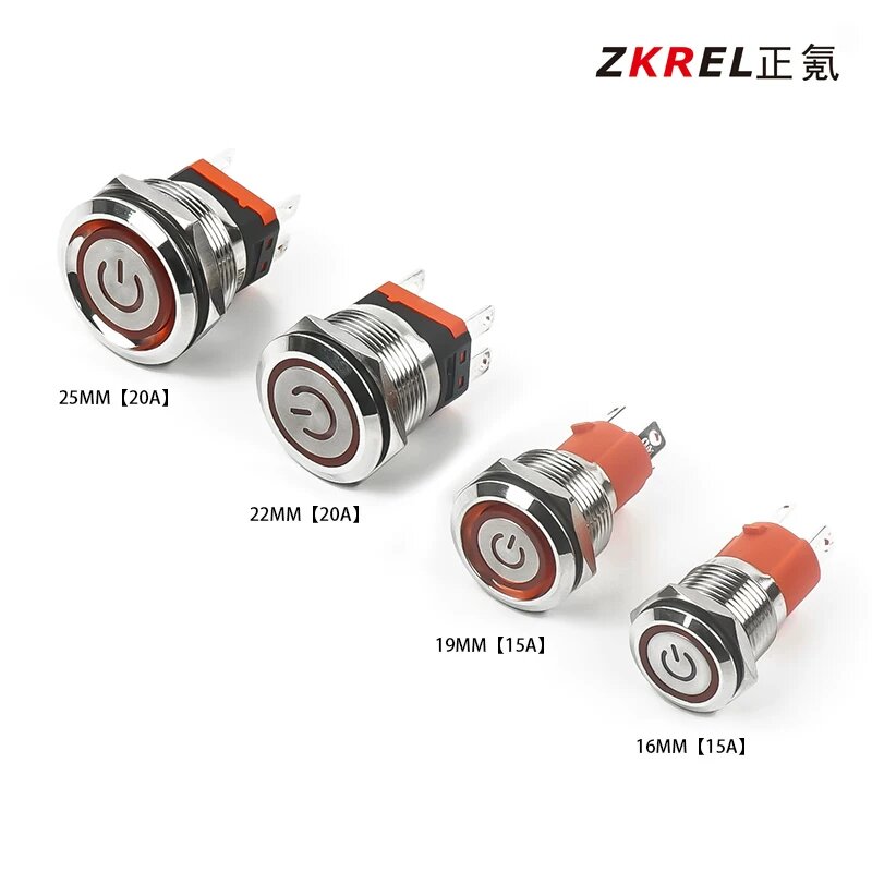 Металлический кнопочный переключатель, высокий ток, водонепроницаемый, самоблокирующийся, 12/16/22 мм, кнопка сброса питания, модифицированная, высокая мощность 20