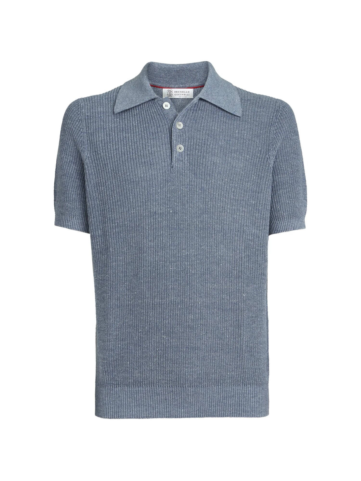 Рубашка Linen and cotton half English rib knit polo shirt
