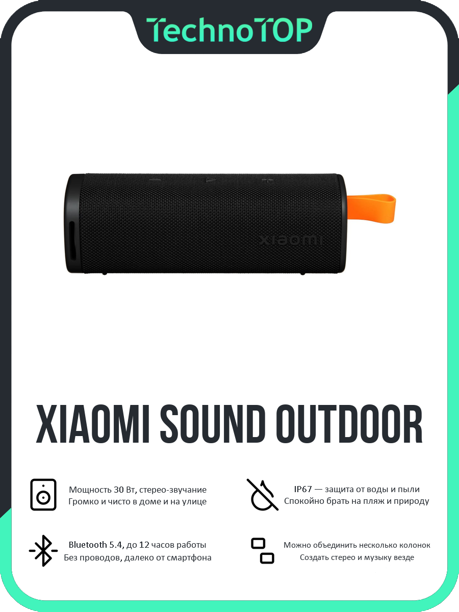 Портативная колонка Xiaomi Sound Outdoor 30W, MDZ-38-DB, Global, цвет черный, QBH4261GL