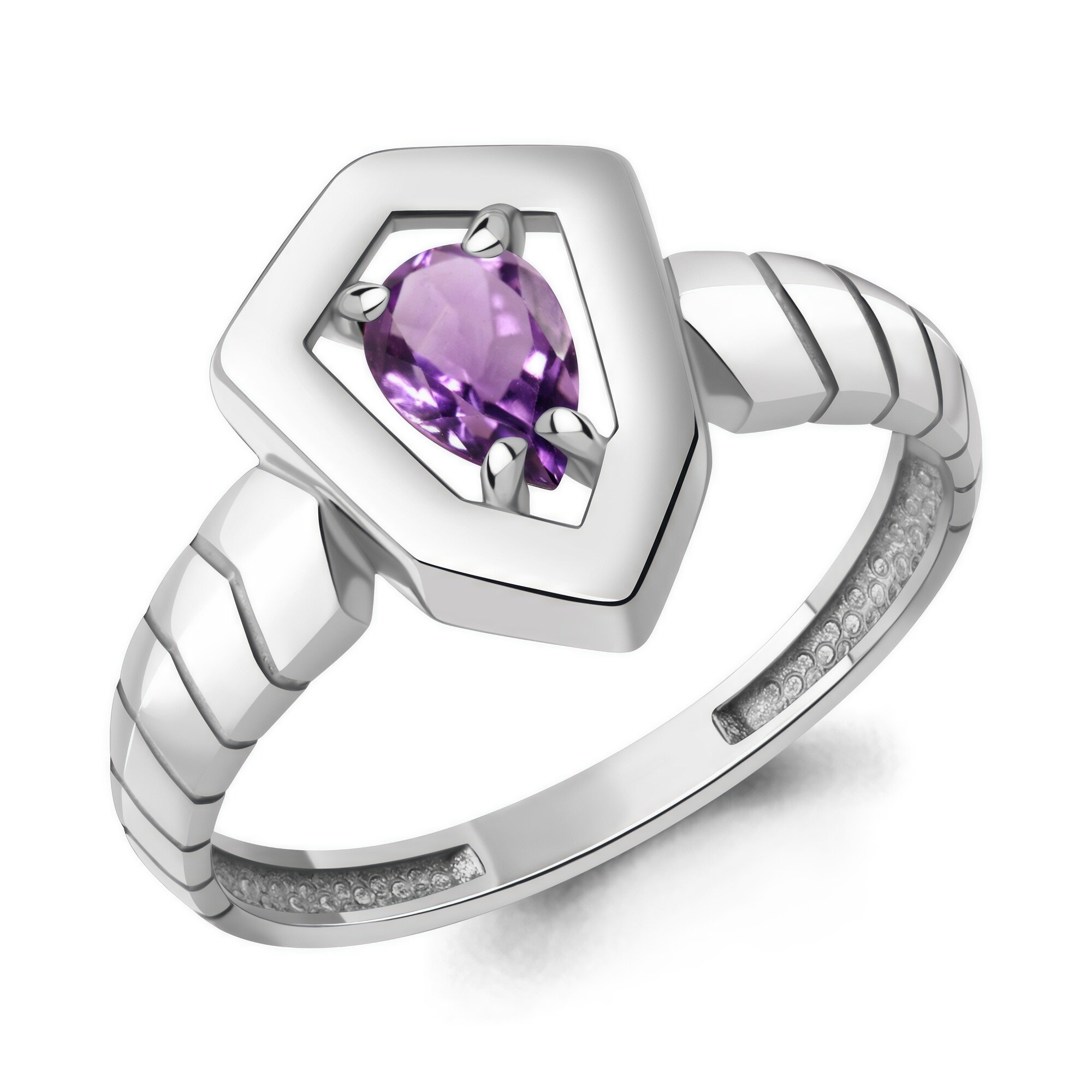 Кольцо, серебро, 925 проба, родирование, аметист