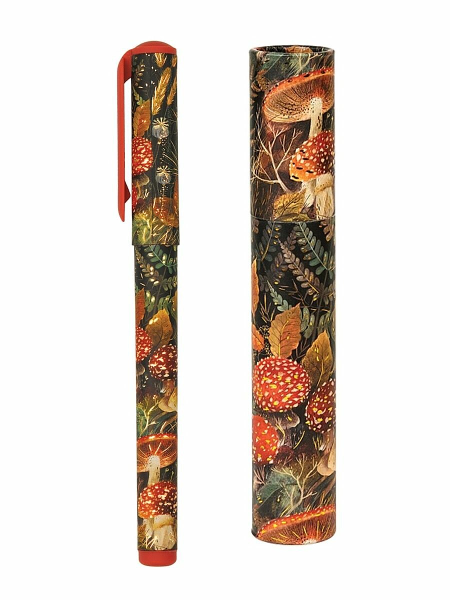 Ручка шариковая Bruno Visconti FLORA.BLACK NIGHT FOREST. Мухоморы, синие чернила, 0.7мм, в тубе