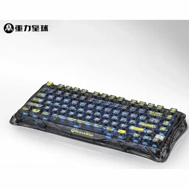 GravaStar 75 k1/pro Тройной режим подключения Раскладка на 75 клавиш RGB-подсветка Тема киберпанк Игровая механическая клавиатура