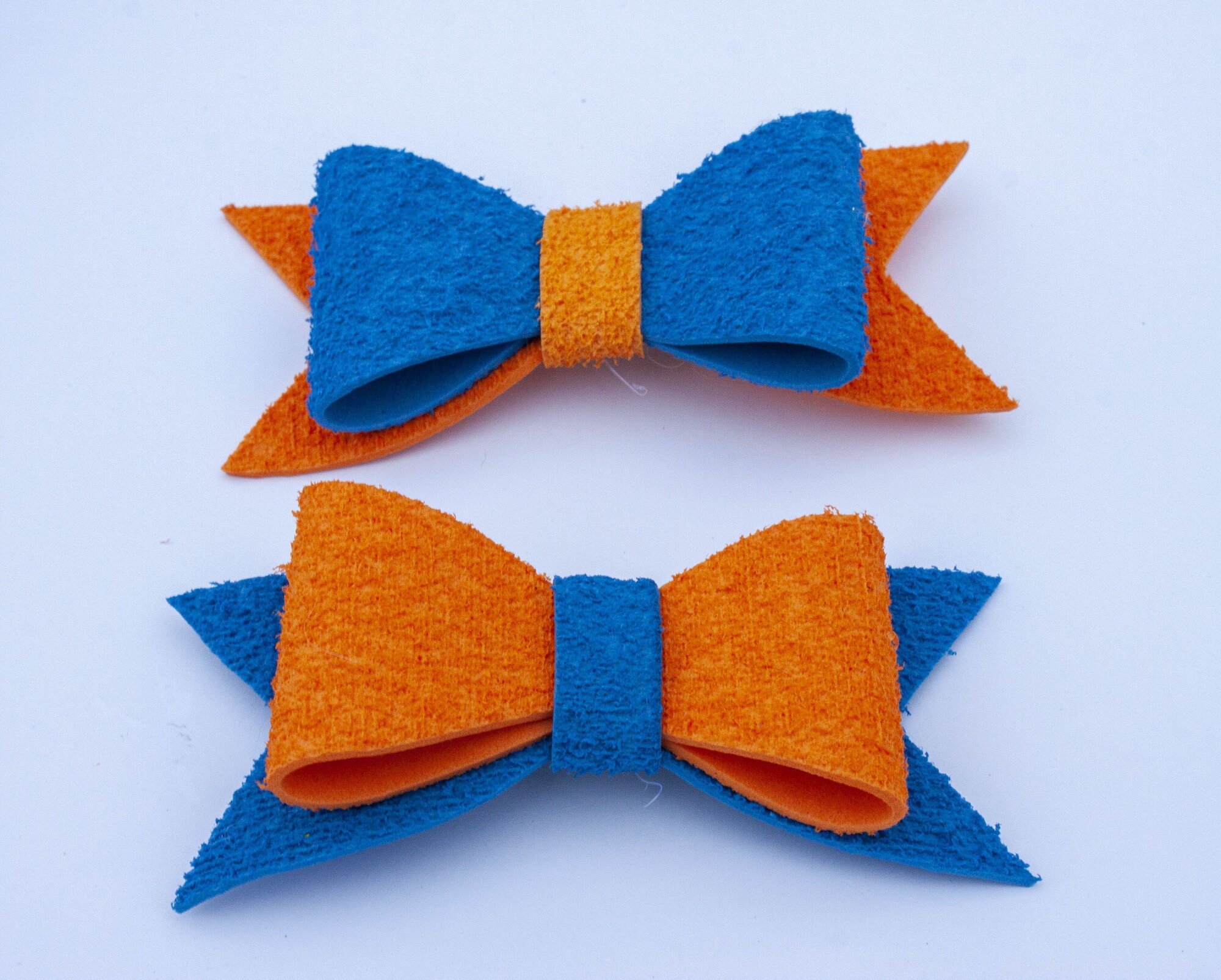 Заколка зажим "Бантик", фоамиран, синий/оранжевый, набор 4 шт.