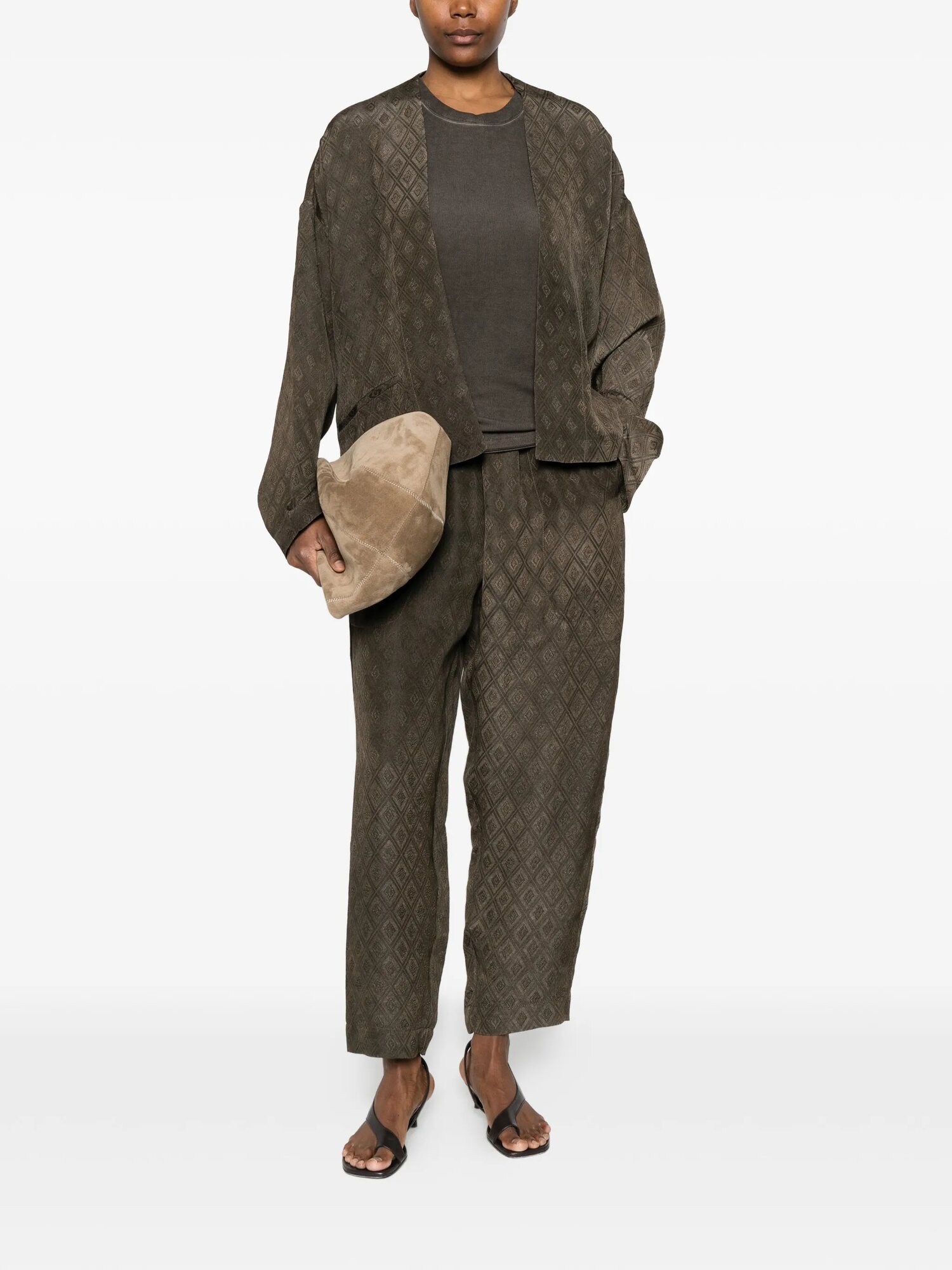Брюки UMA WANG Patterned trousers, размер M, brown — фото 1