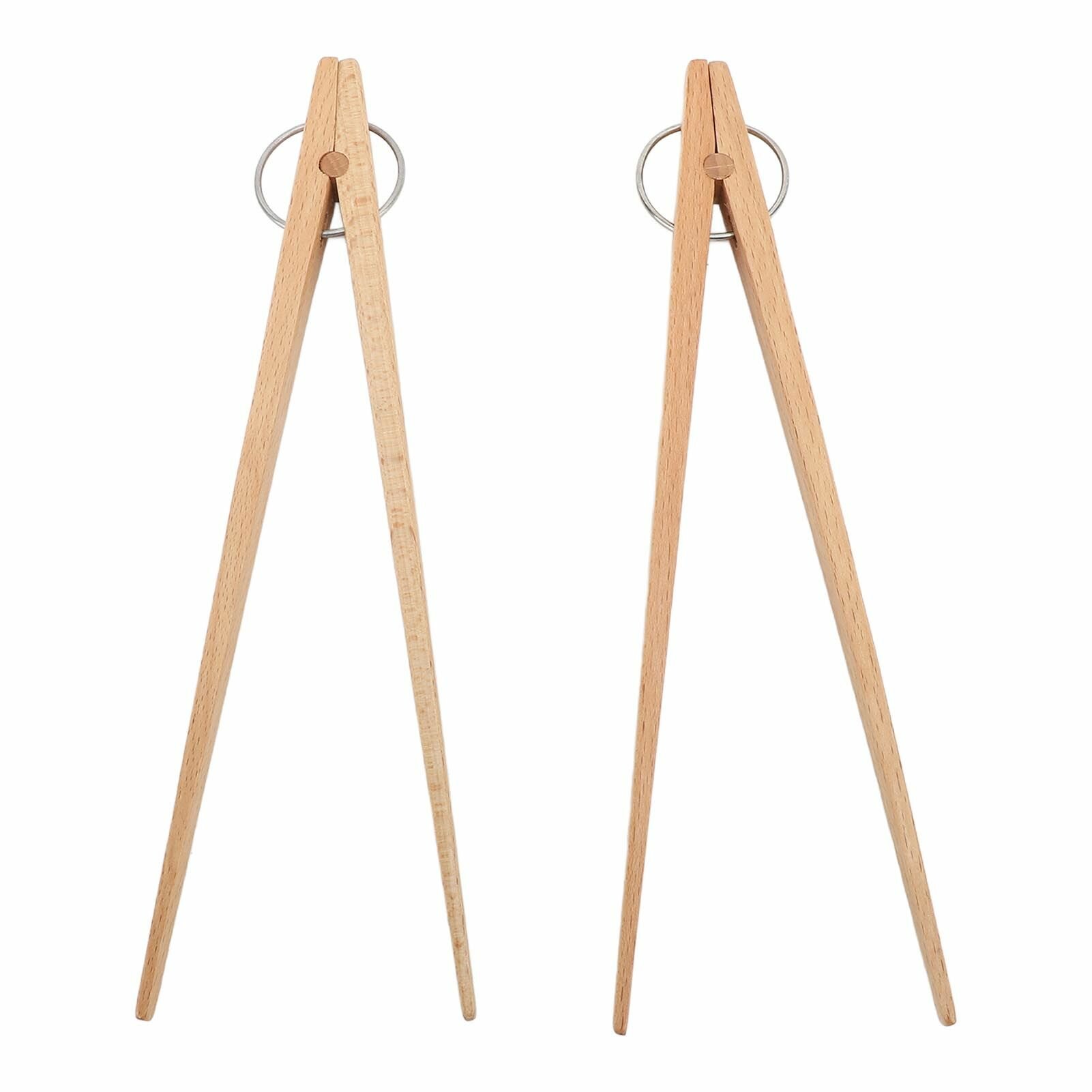 Деревянные щипцы для еды, 2 шт, с теплоизолирующей нескользящей ручкой, из бука