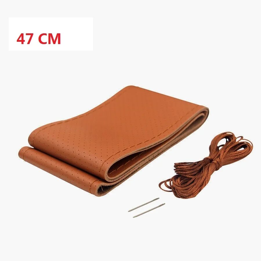 Натуральная кожа 42/45/47/50 см чехол на руль автомобиля для автобуса и грузовика для Brown 47CM