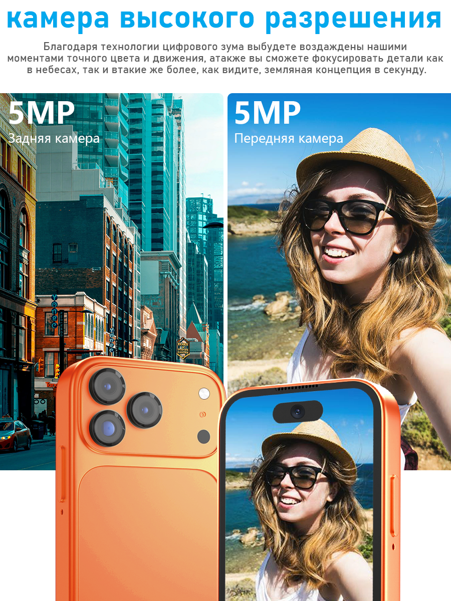 Мини-смартфон G17 Promini, 4ГБ + 64ГБ, IPS-экран, 4.5', Android 15, Лучший подарок , синий — фото 1