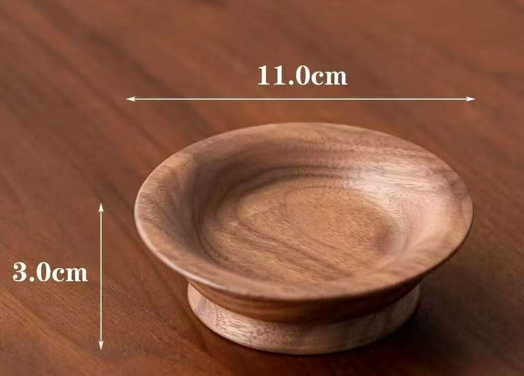 Деревянное блюдо для фруктов в китайском стиле, орех, круглое, 11×11×3 см