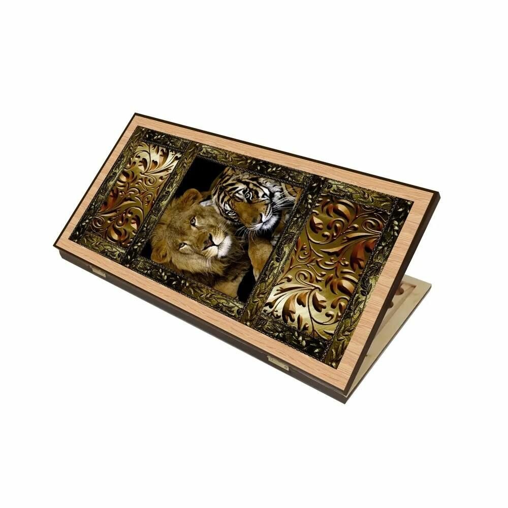 Нарды + Шашки Сирия Львы малые (Россия, дерево, 40 см), Partida 62364 Partida