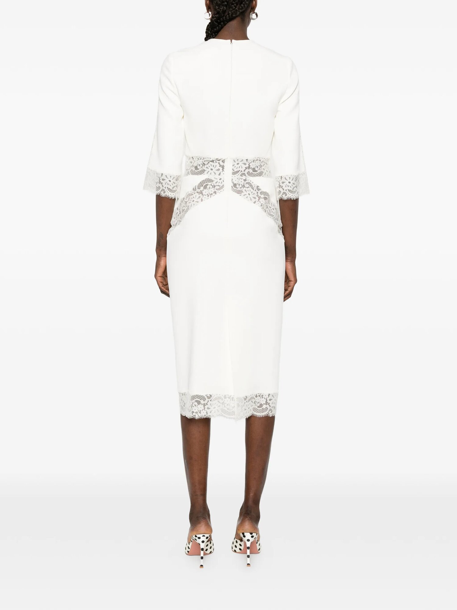 Платье Elie Saab Lace-panel midi dress, размер 38, white — фото 1