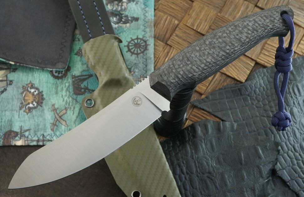 Семь Ножей Сунгай, сталь Bohler N690, cryo, рукоять карбон, оливковые ножны